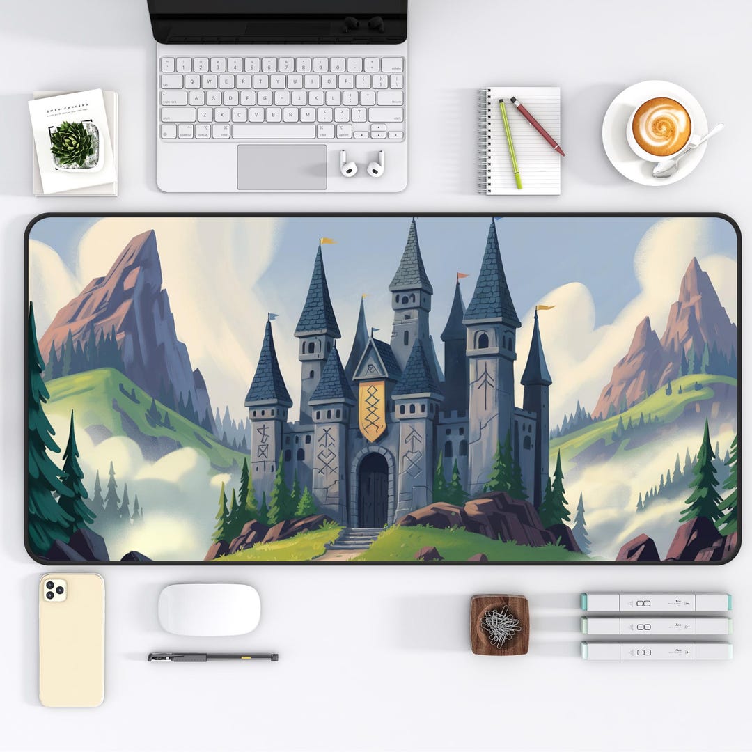 Fantasy Castle Desk Mat, Magical Gaming Mouse Pad Aesthetic XL Desk Pad ...