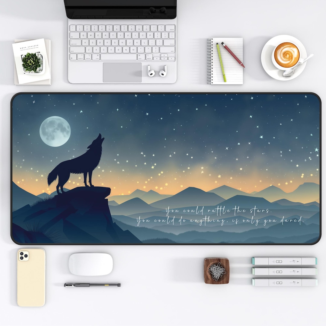 Mythical Wolf Desk Mat Throne of Glass XL Mouse Pad Wolf Gaming Deskmat ...