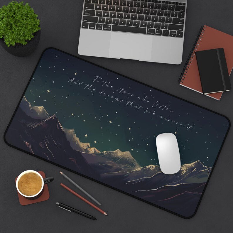 Acotar Inspired Desk Mat Starry Night Sky Mouse Pad Sara J Maas Velaris ...
