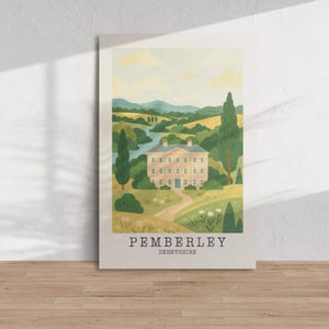 Pemberley Art Print Pride and Prejudice Travel Poster Digital Download ...
