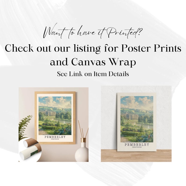Pemberley Art Print Jane Austen Travel Poster Digital Download Pride ...