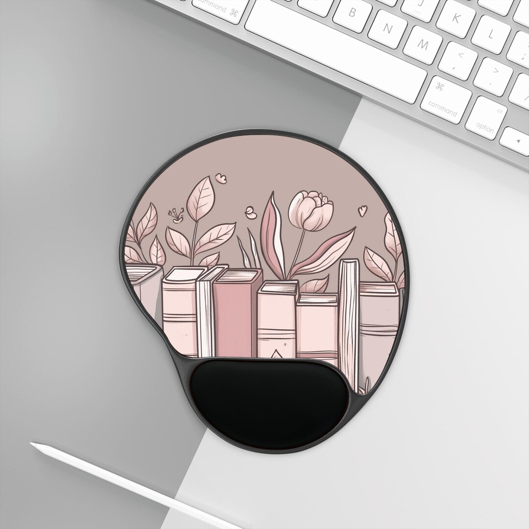 Coquette Bookish Ergonomic Mouse Pad, Pink Desk Accessory, Book Nook ...
