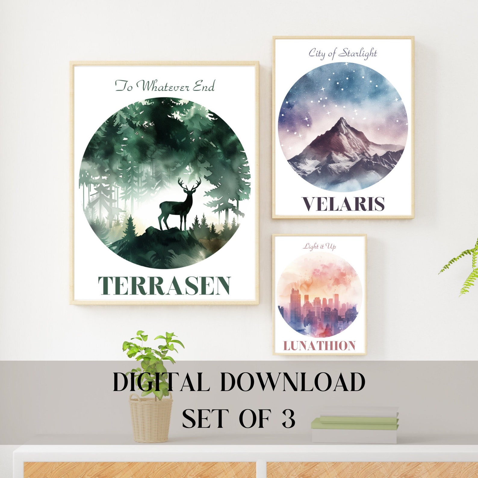 Sara J Maas Print Set of 3 Instant Digital Download ACOTAR Printable ...