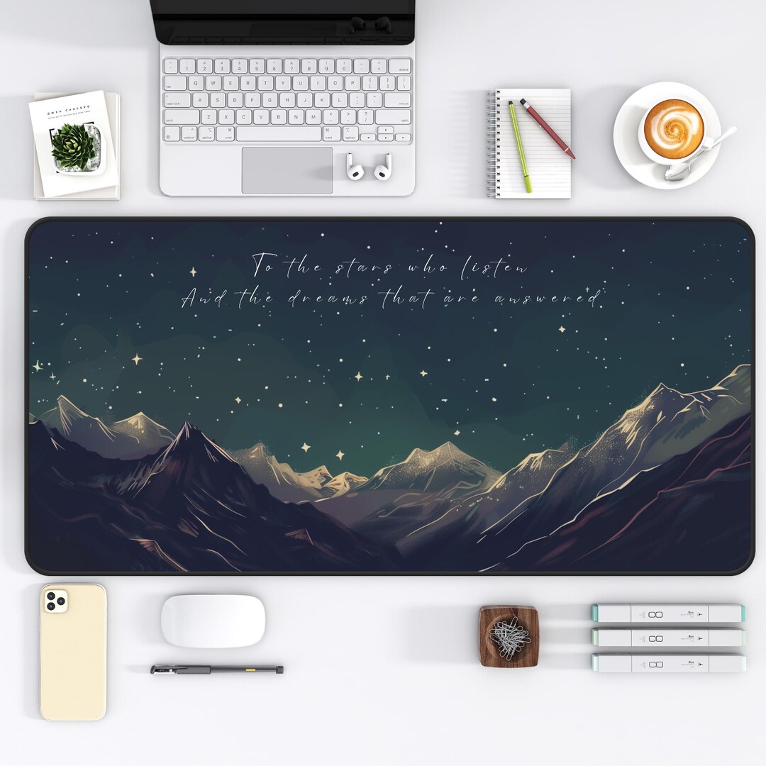 Acotar Inspired Desk Mat Starry Night Sky Mouse Pad Sara J Maas Velaris ...