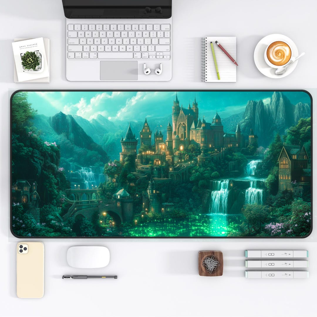 Fantasy Castle Desk Mat Fantasy Mouse Pads Bookish Desk Mat XXL Laptop ...