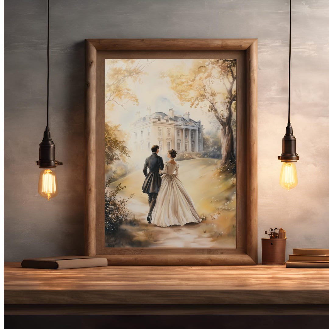Pride and Prejudice Art Print Mr Darcy and Elizabeth Digital Download ...