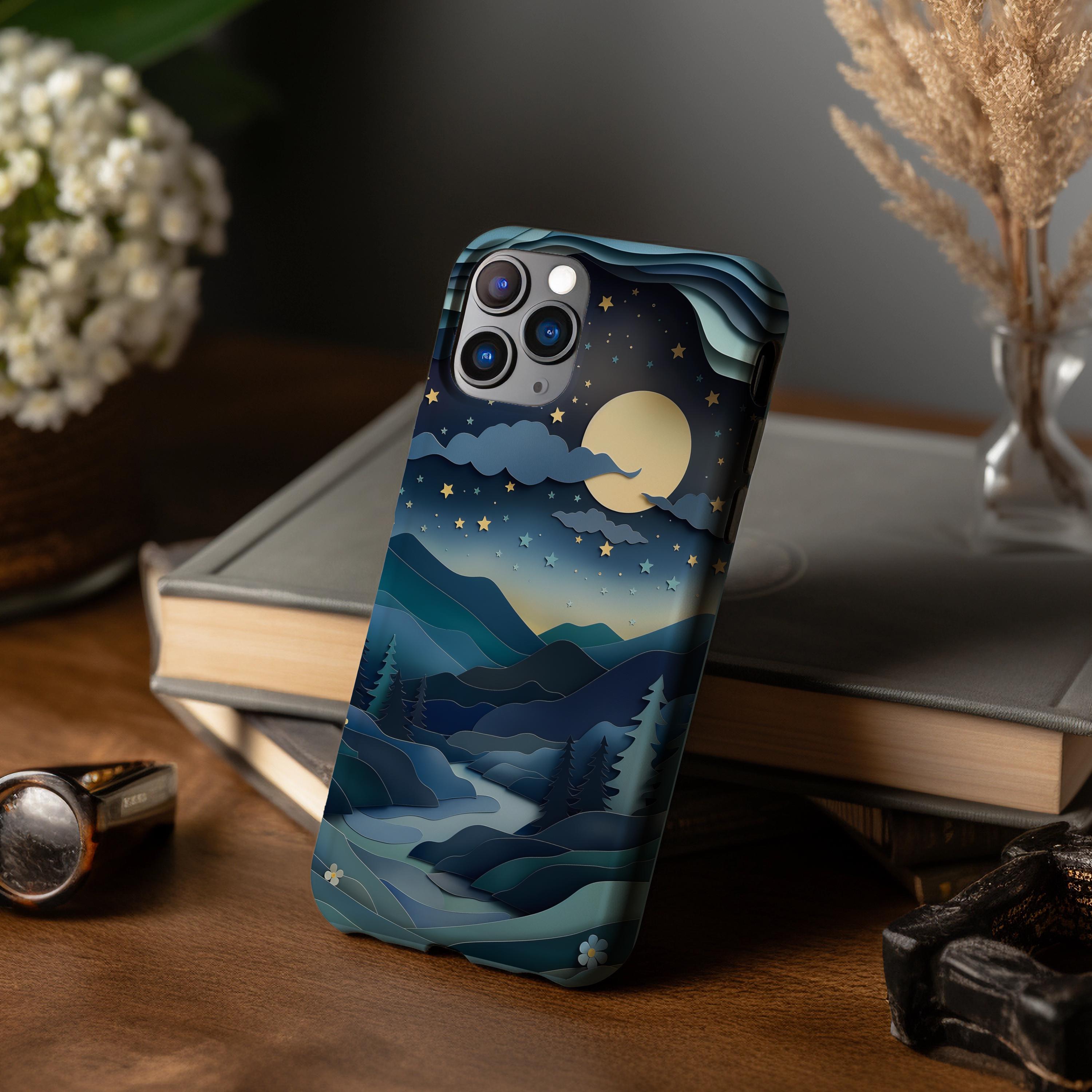 Starry Night iPhone Case: Mountain Moon Art, Nature Lover Gift - Etsy