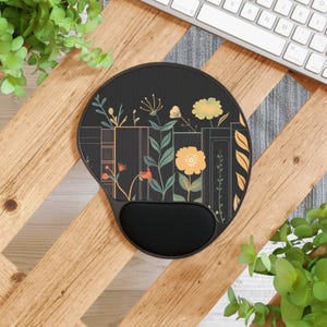 Floral Bookshelf Ergonomic Mouse Pad Comfortable Stylish Office ...