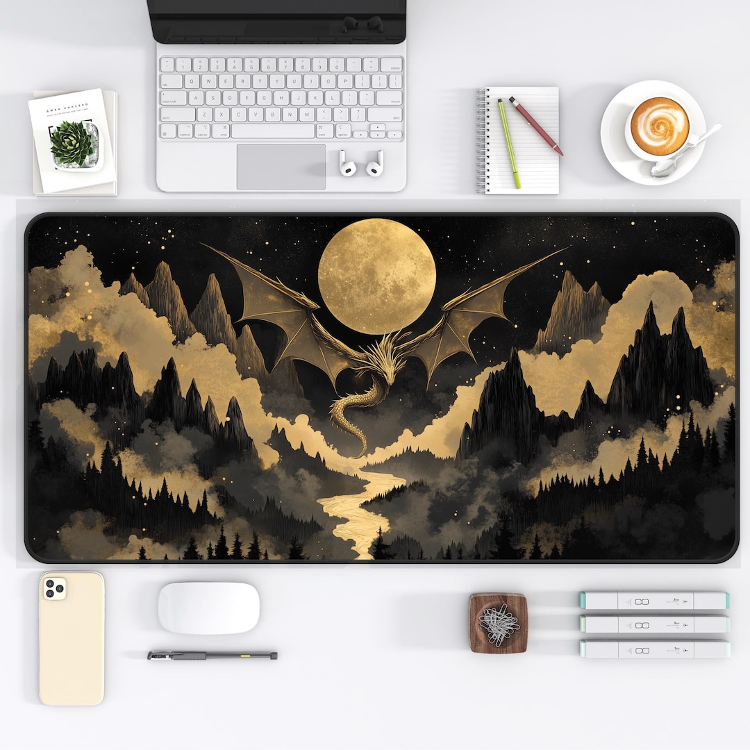 Fantasy Dragon Desk Mat Enchanting Workspace Decor Fourth Wing Inspired ...