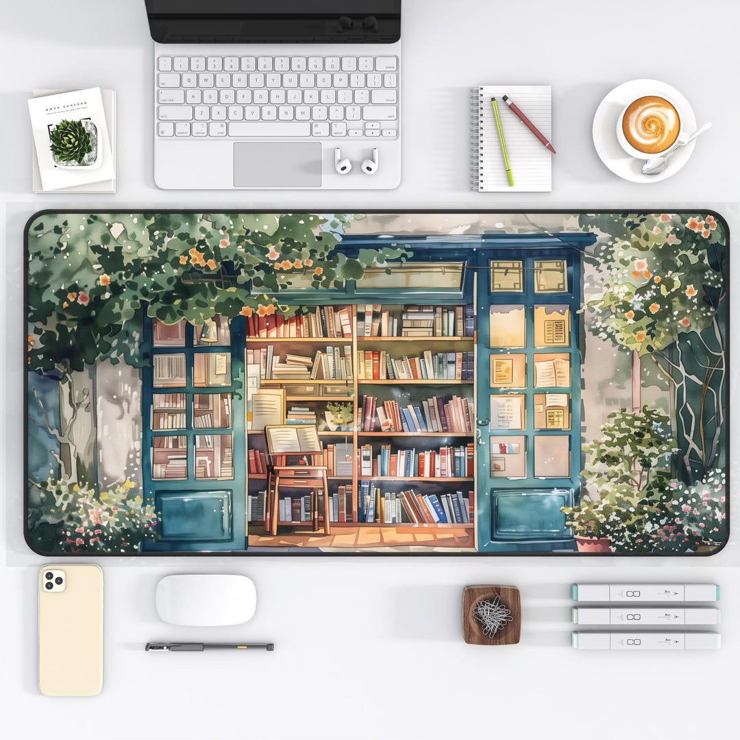 Cozy Bookstore Desk Mat Cottagecore Mouse Pad Cozy Literary Aesthetic ...