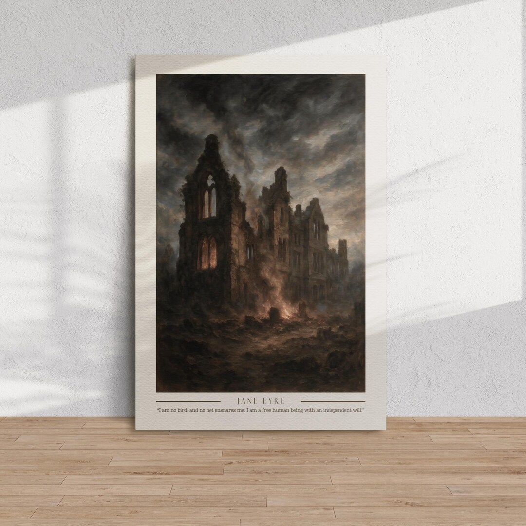 Jane Eyre Canvas Wrap Gothic Literature Wall Art, Dark Academia ...