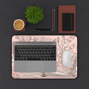 Bookish Desk Mat Book Mouse Pad Pink Desk Mat Aesthetic Keyboard Mat ...