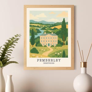Pemberley Art Print Pride and Prejudice Travel Poster Digital Download ...