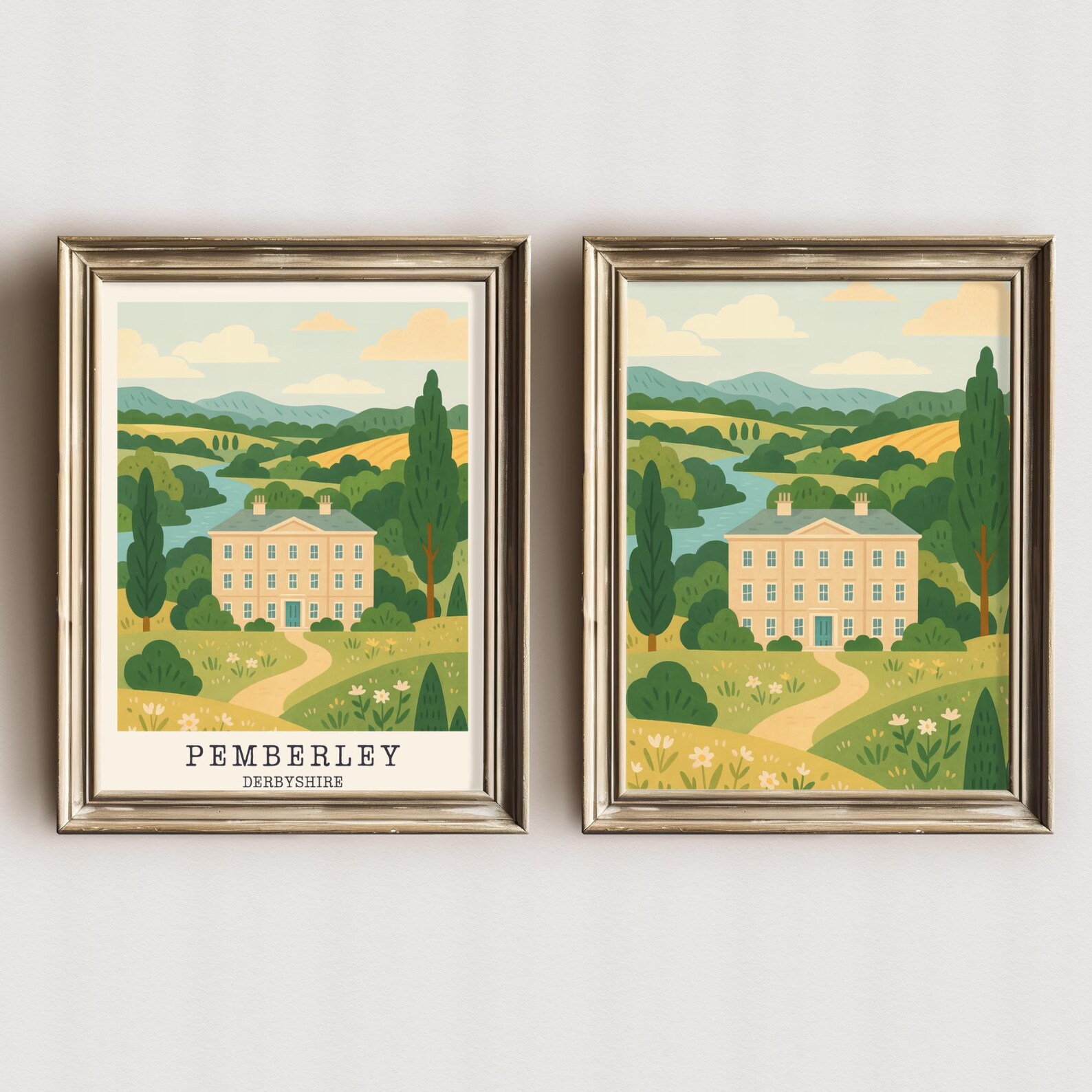 Pemberley Art Print Pride and Prejudice Travel Poster Digital Download ...