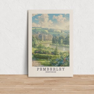 Pemberley Art Print Jane Austen Travel Poster Digital Download Pride ...