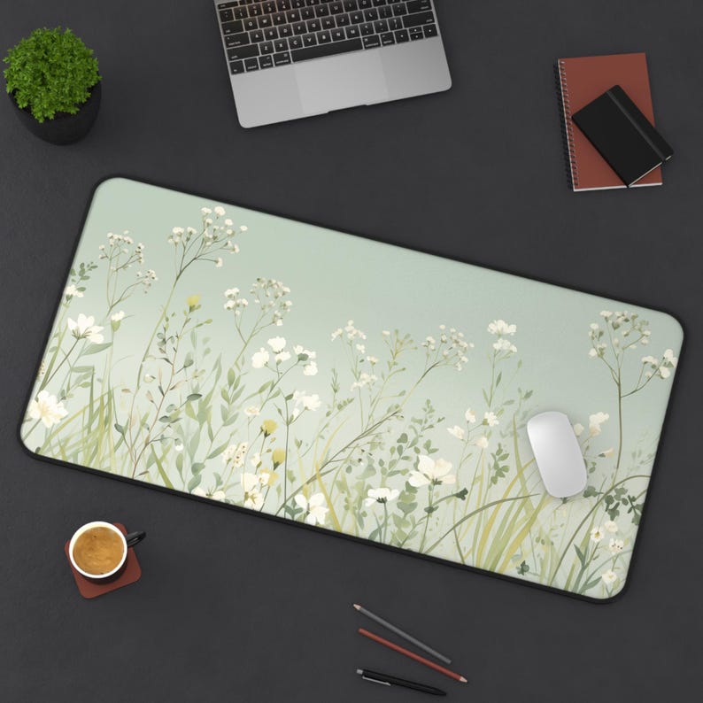 Botanical Desk Mat Sage Green Cottagecore Mouse Pad Nature Inspired ...