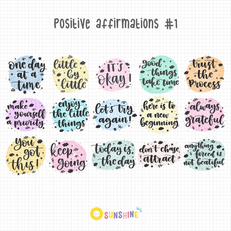 Positive Affirmations Sticker Set Fun Digital Stickers, Daily Planner ...