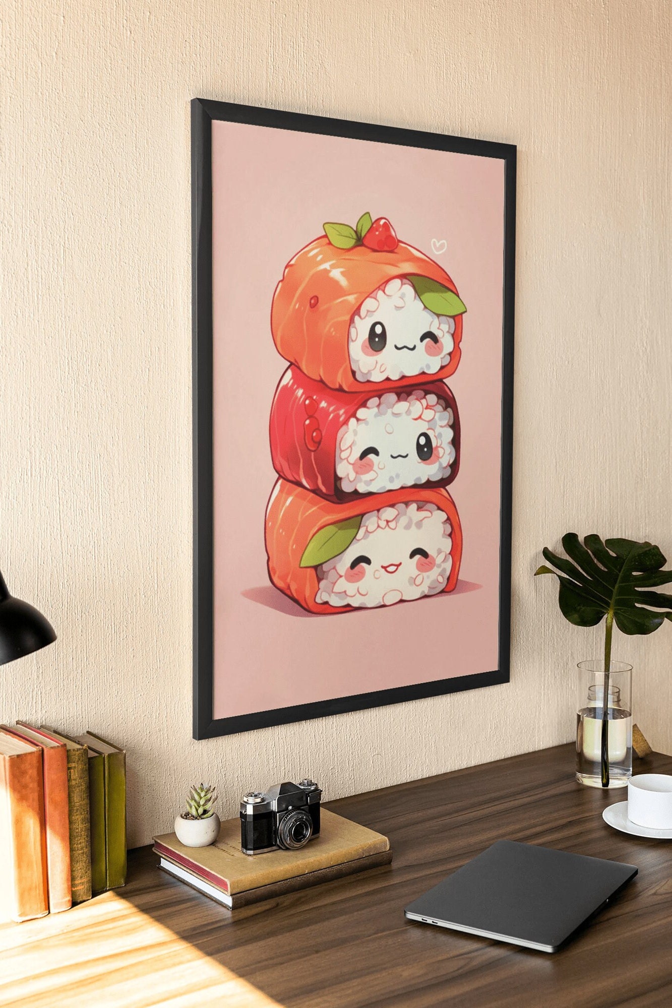 Three Cute Kawaii Sushi Rolls Poster, Sweet and Cute, Gift for Everyone ...