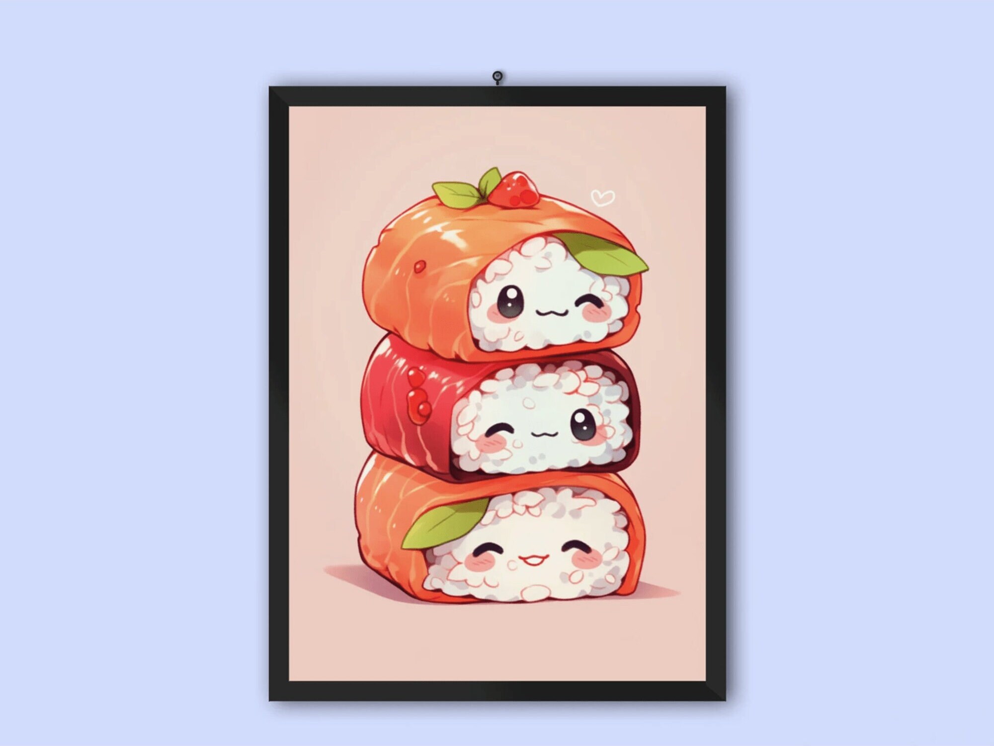 Three Cute Kawaii Sushi Rolls Poster, Sweet and Cute, Gift for Everyone ...