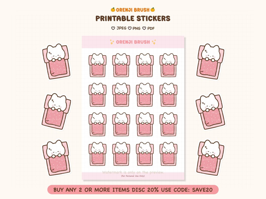 Cute Printable Stickers | Cute Goodnotes Stickers | Cute Cat Digital ...