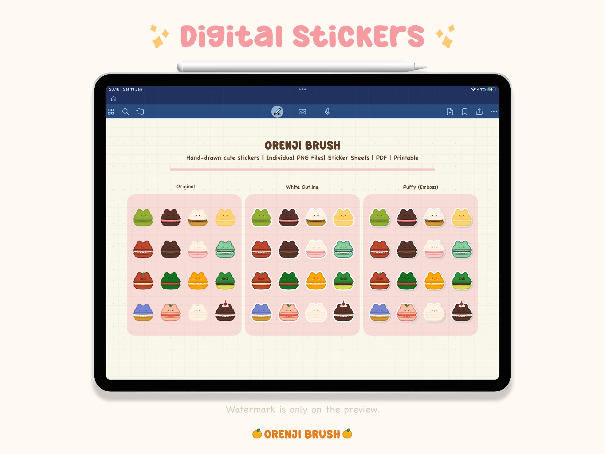 Cute Macaron Stickers | Cute Printable Stickers | Cute Digital Stickers ...