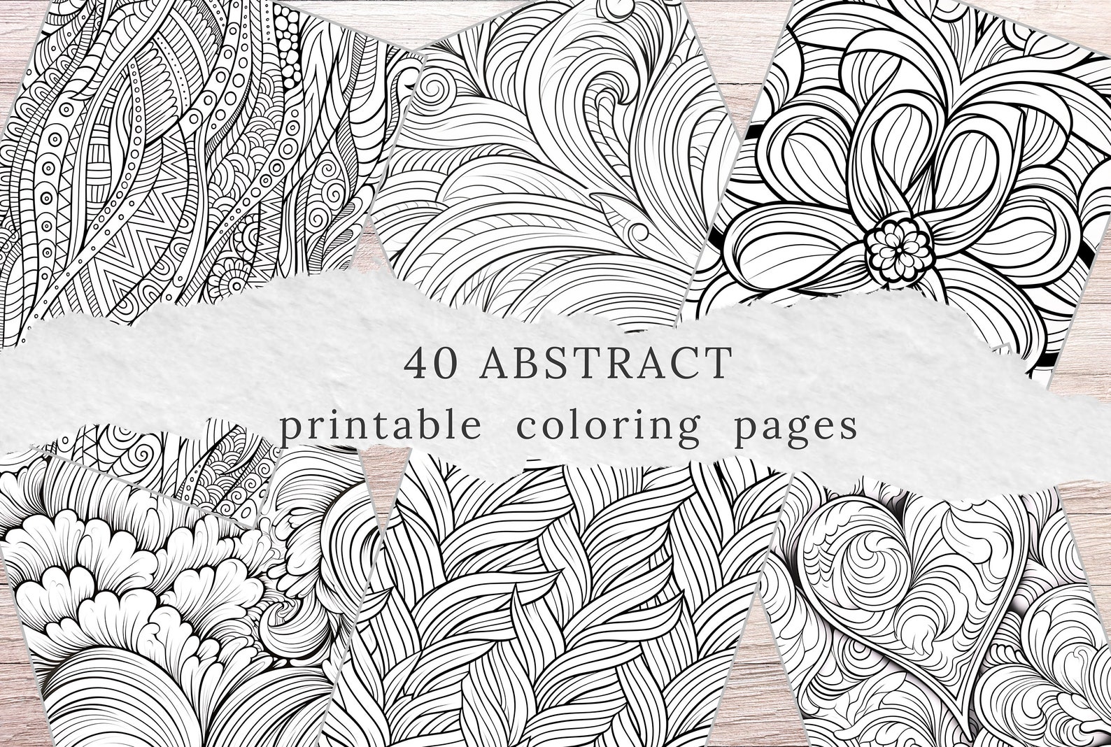 40 Abstract Coloring Pages for Adults and Kids Abstract Pattern Adult ...