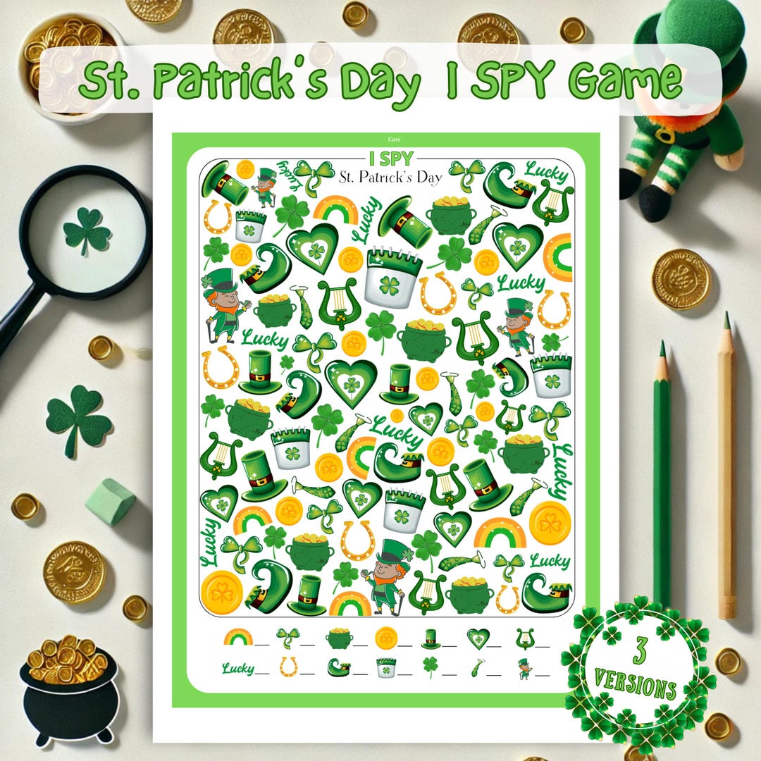 I Spy St Patrick's Day Printable Puzzle Game, St. Patrick's Day Fun ...