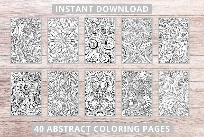40 Abstract Coloring Pages for Adults and Kids Abstract Pattern Adult ...