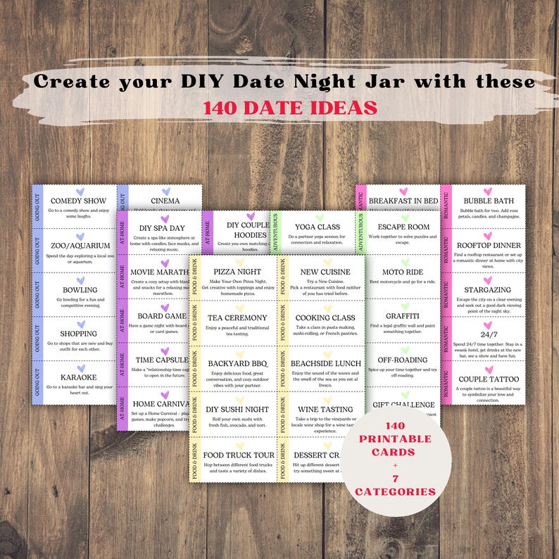 Date Night Cards DIY Jar, Unique Date Night Ideas for Couples ...