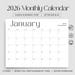 2026 Monthly Calendar, Printable 2026 Monthly Planner, Landscape, A4 ...