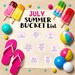 Summer Bucket List July 2025 Calendar, Summer Activity Printable ...