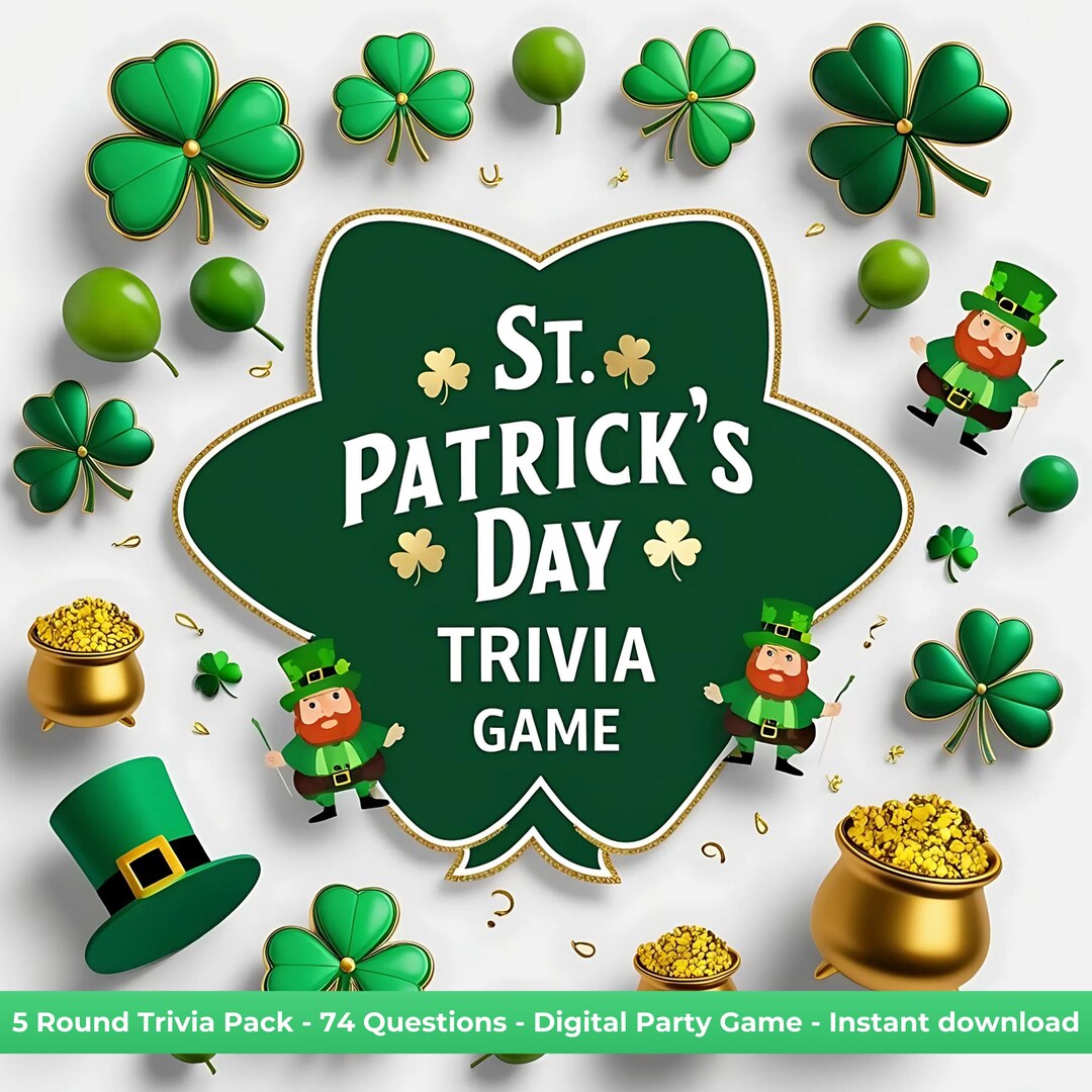 St Patrick's Day Trivia Quiz, St Patrick's Day Party Game, Adult Trivia ...