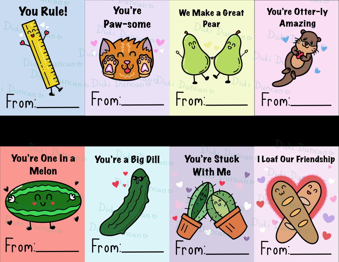 Printable Classroom Valentine Cards - Cute Pun Valentines for Kids ...