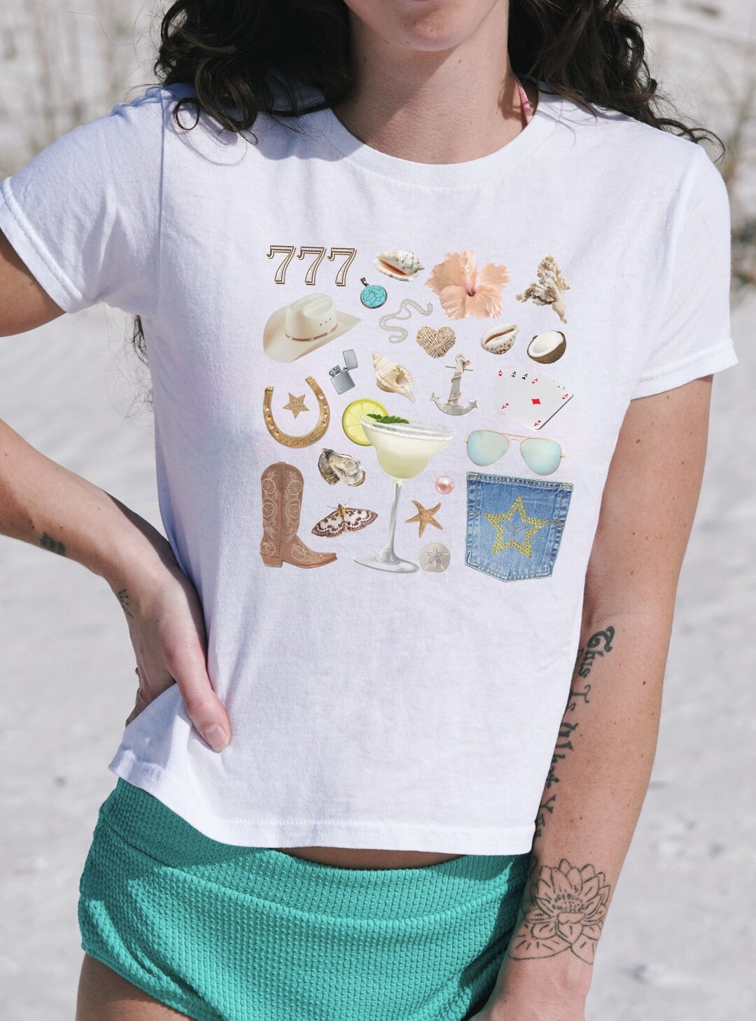 Coastal Cowgirl Y2K Baby Graphic Tee, Coastal Granddaughter, Hibiscus ...