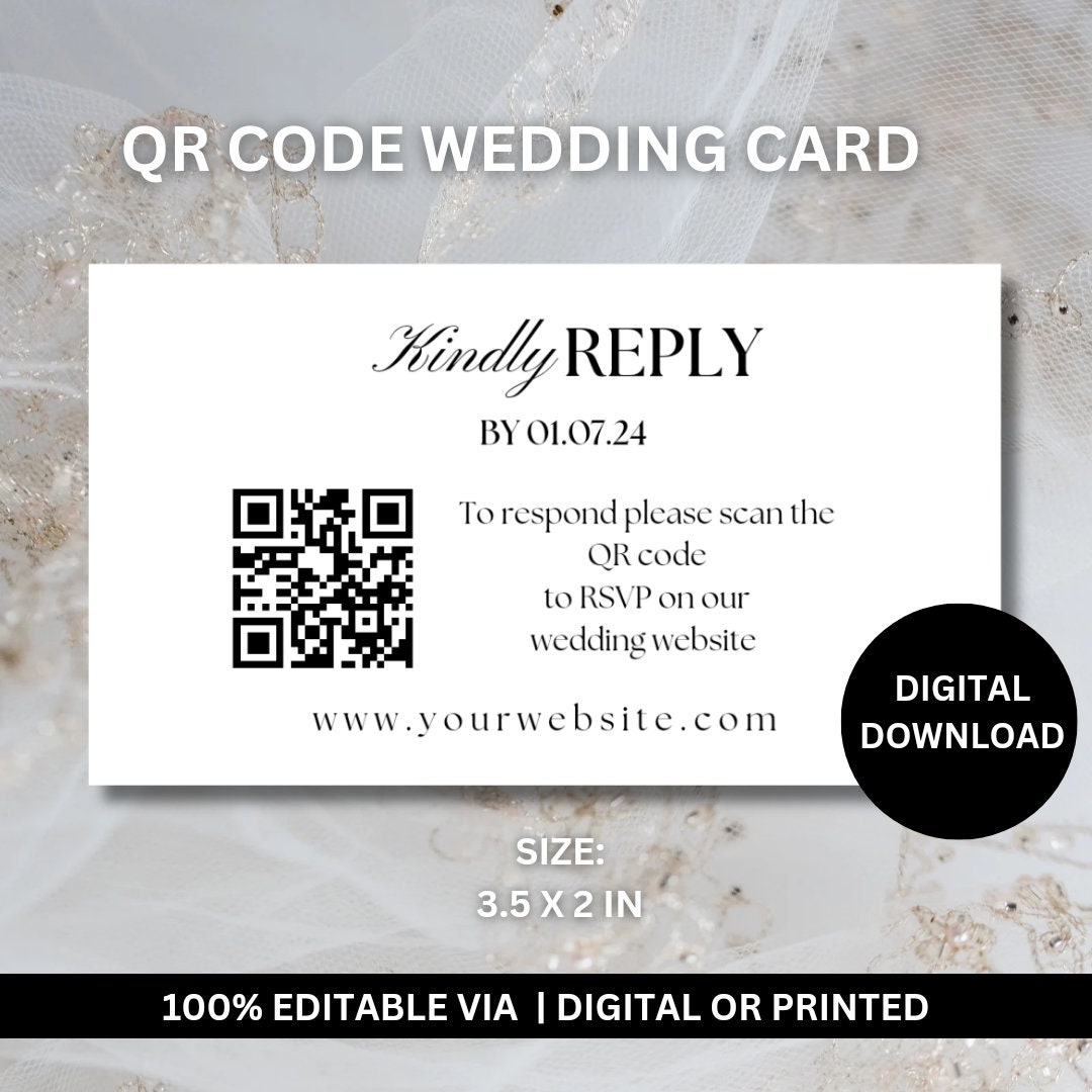 Modern QR Code Wedding RSVP Card Wedding Response Card for Bride ...