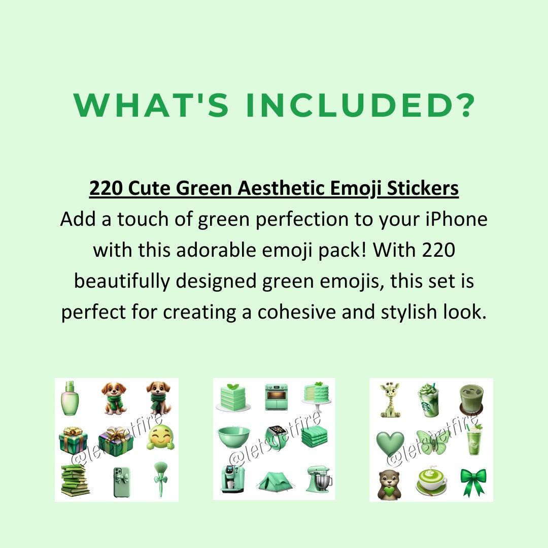 220 Ios18 Green Emoji Stickers, Cute Green Emoji Pack, Green iPhone ...