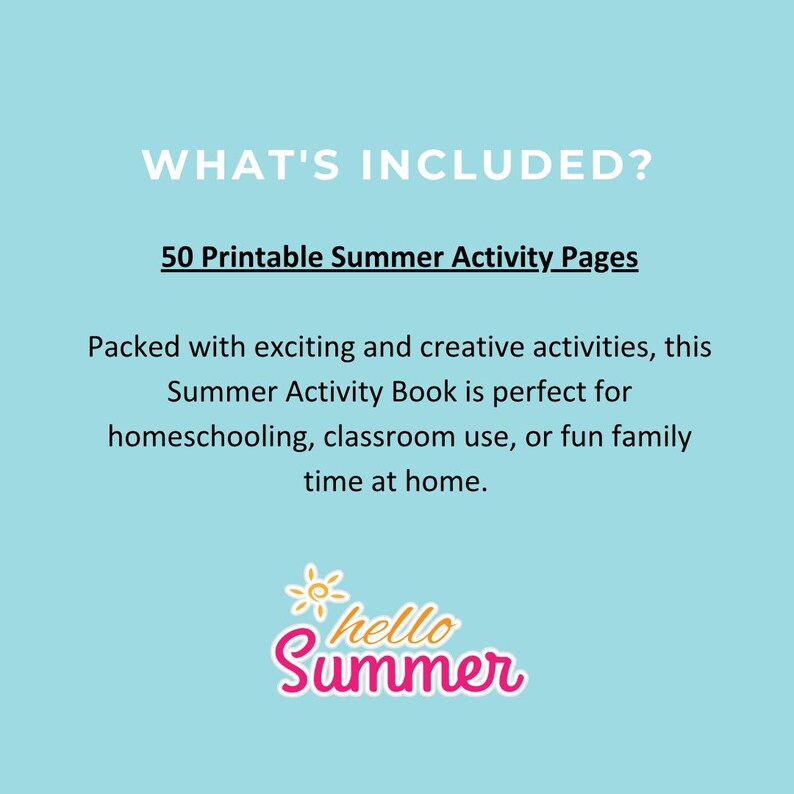 50 Summer Activity Pages for Kids Printable PDF, PLR, MRR, Summer ...