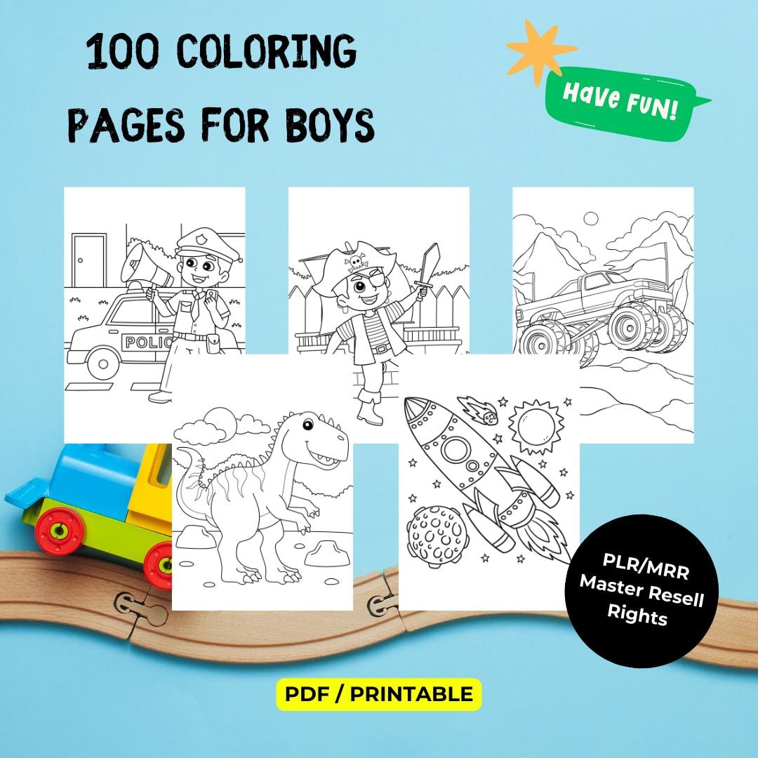 100 Boys Coloring Pages, Boys Coloring Book, Printable Coloring Pages ...