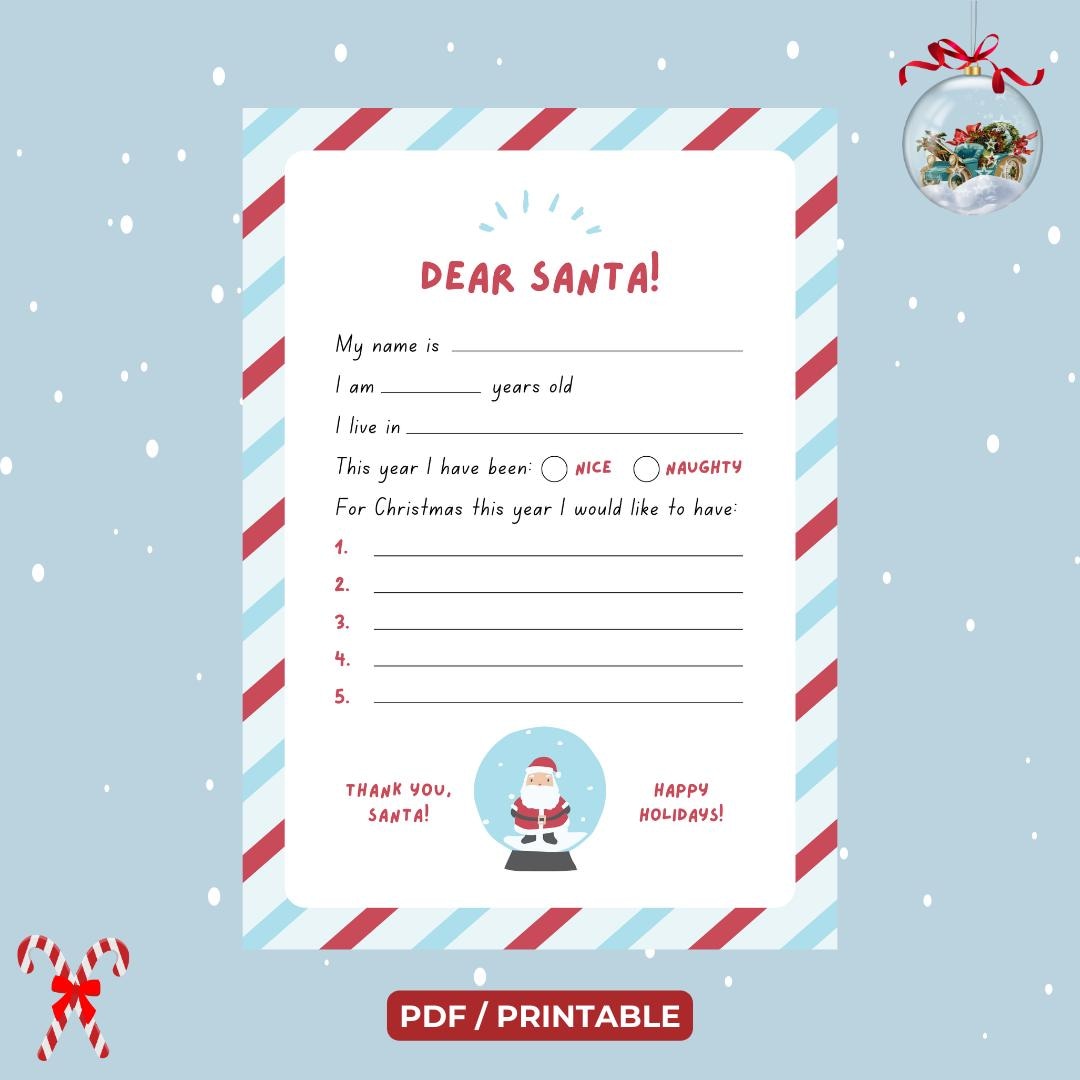 Christmas Wish List for Kids, Printable Holidays Wish List Template ...
