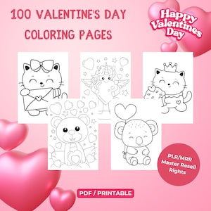 100 Valentines Day Coloring Pages, Valentine Coloring Book, Valentine ...