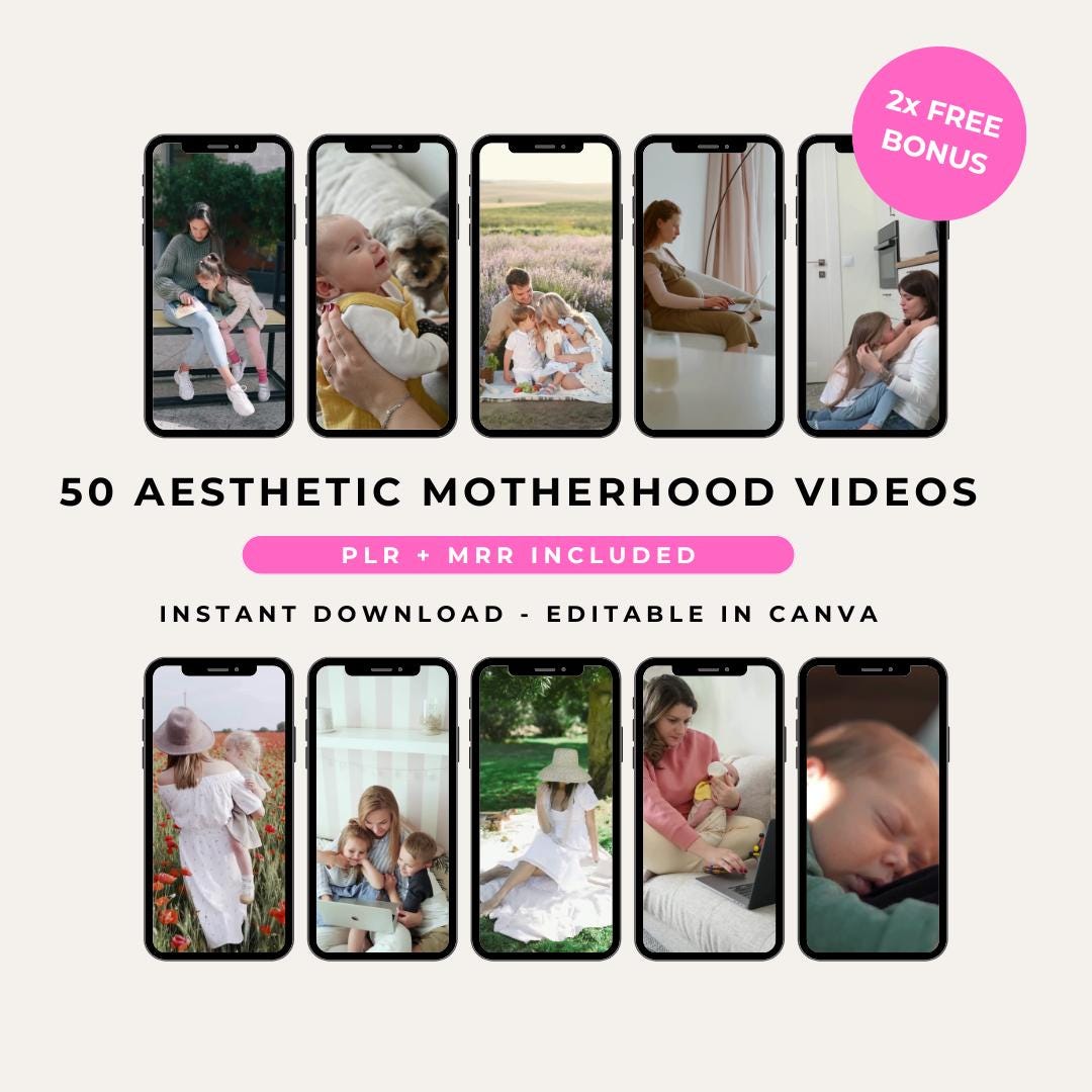 50 Aesthetic Motherhood & Mom Life Reels Videos, PLR, MRR, Faceless ...