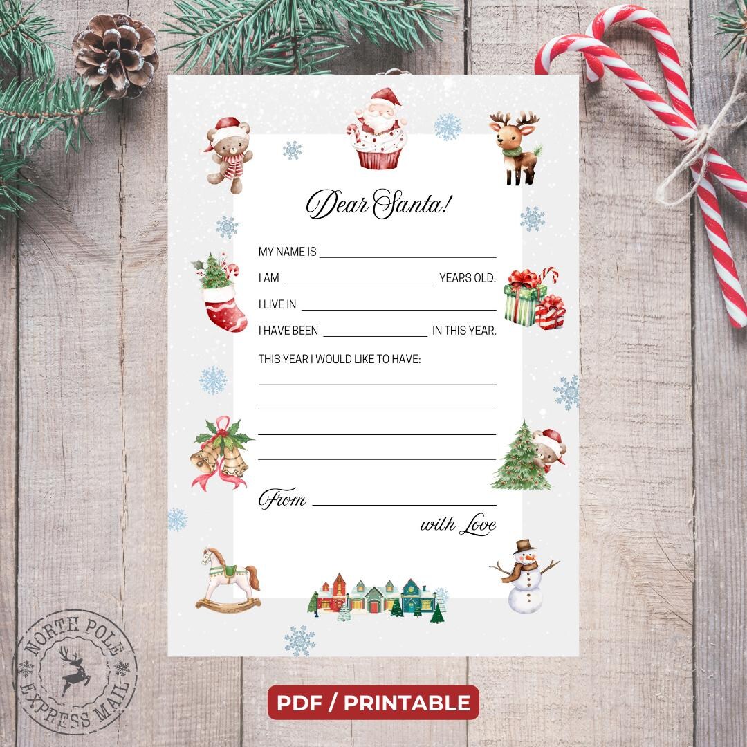 Christmas Wish List for Kids, Printable Holidays Wish List, Santa Wish ...