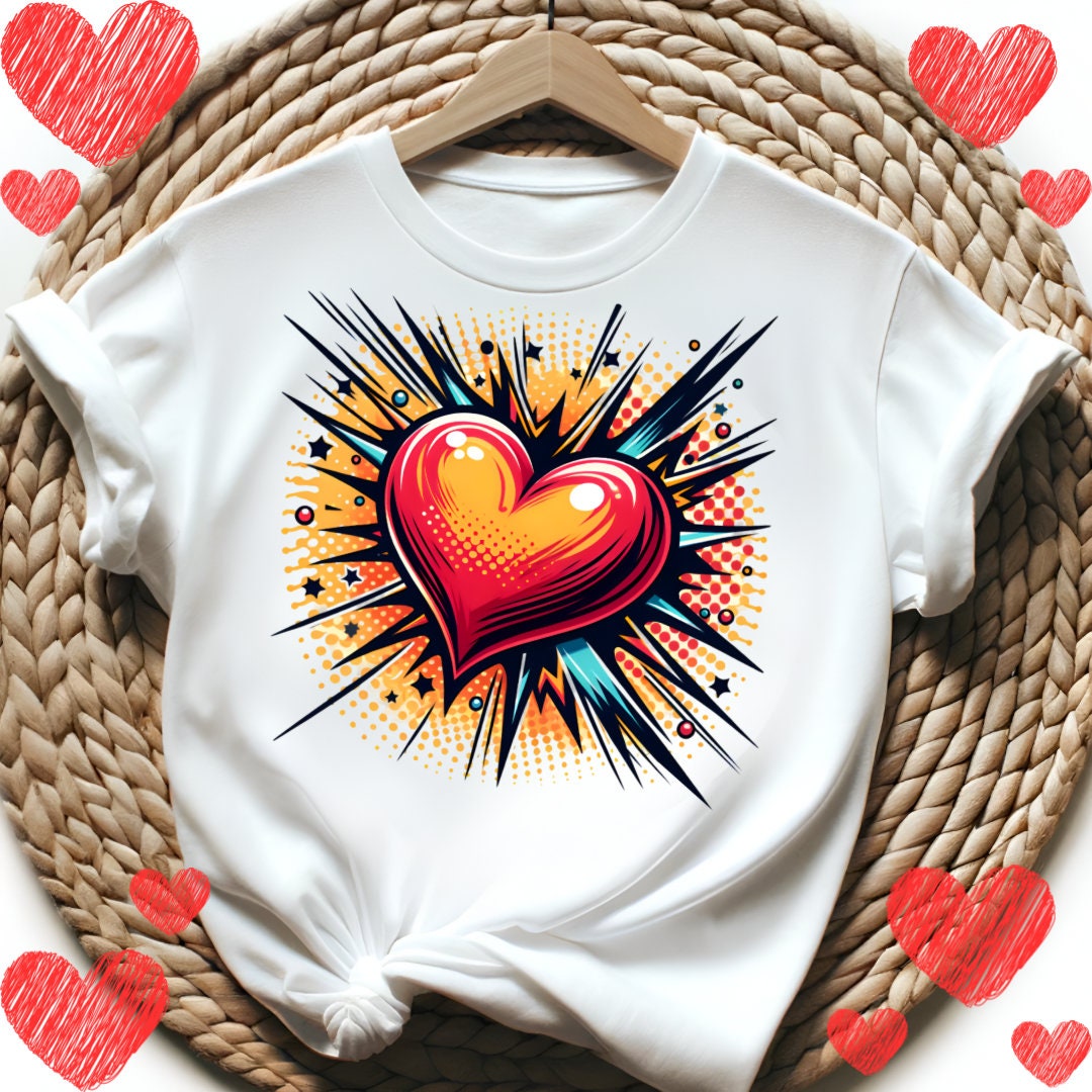 Heart Comic Style PNG, Digital Product, Instant Download, Love ...