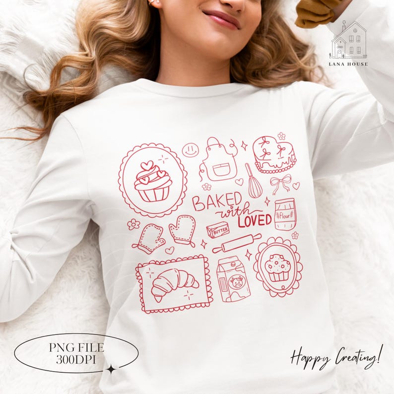 Baked With Loved PNG | Baking Doodle PNG, Kitchen Icons, Baker Gift ...