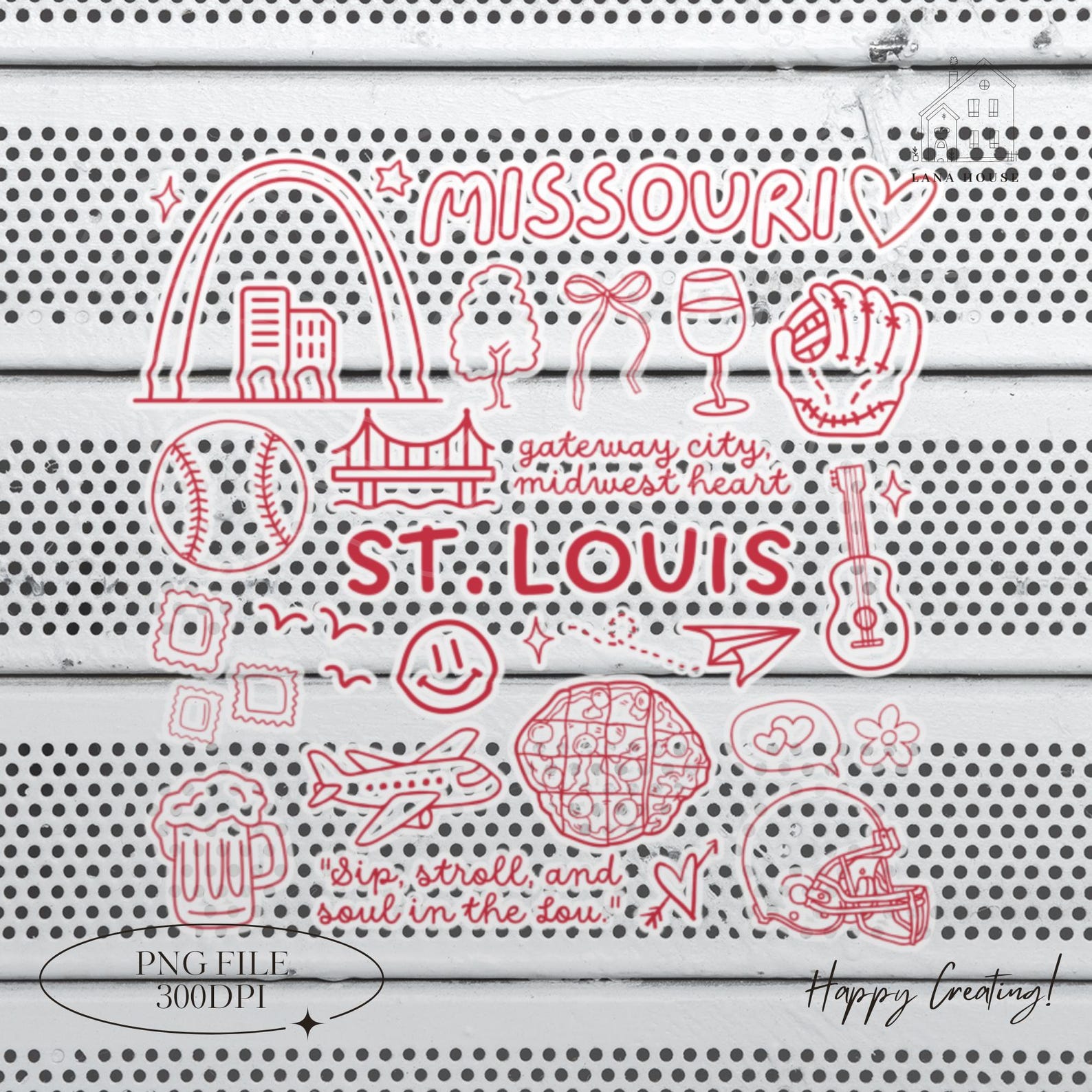 St. Louis Icons, Missouri Landmarks Png, I Love St. Louis Shirt Design ...