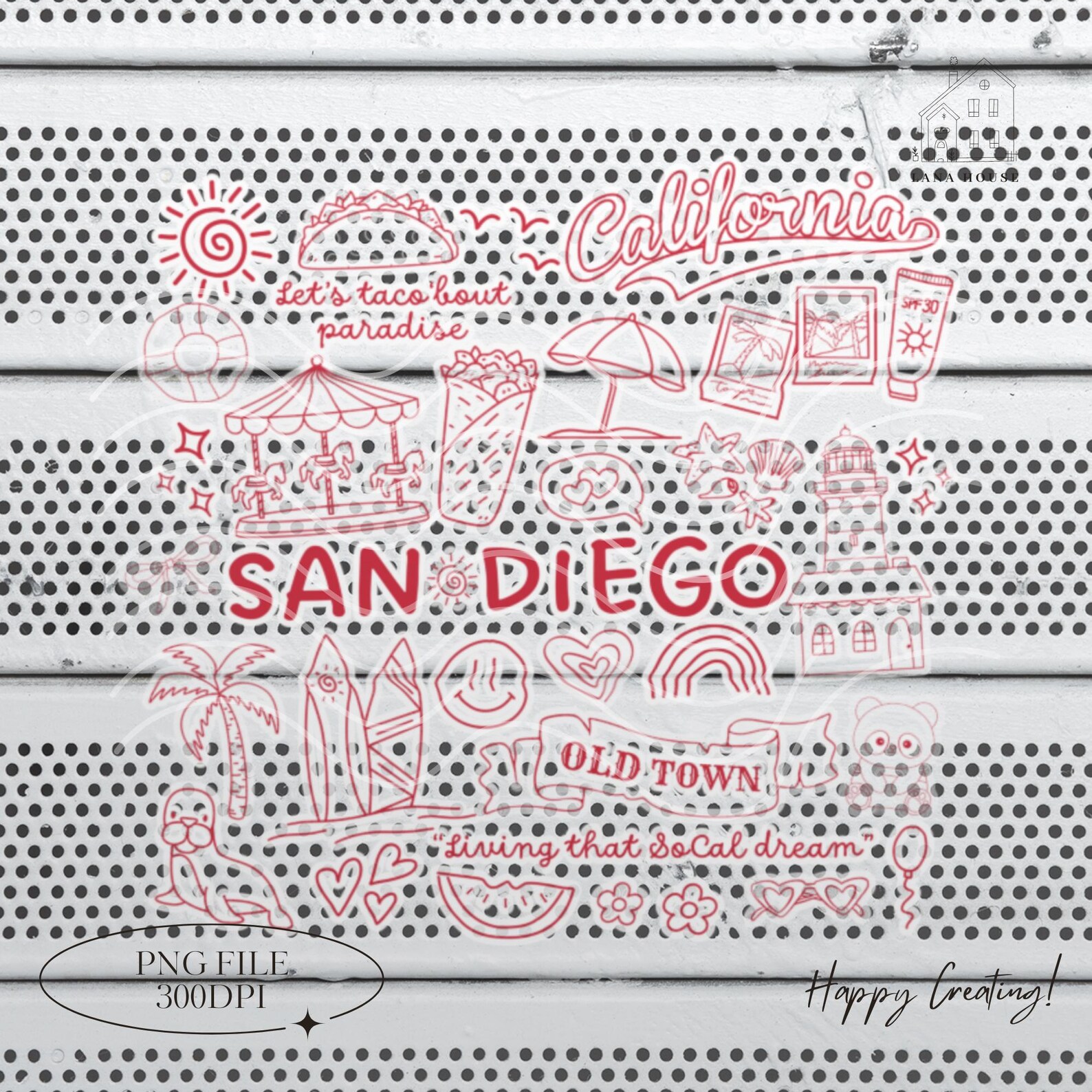 San Diego Icons, California Landmarks Png, PNG Files, I Love San Diego ...