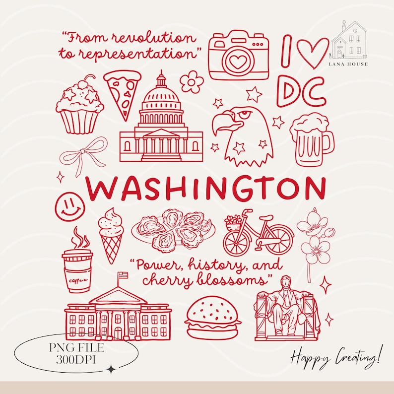 Washington Icons, Washington Landmarks Png, PNG Files, I Love DC Shirt ...