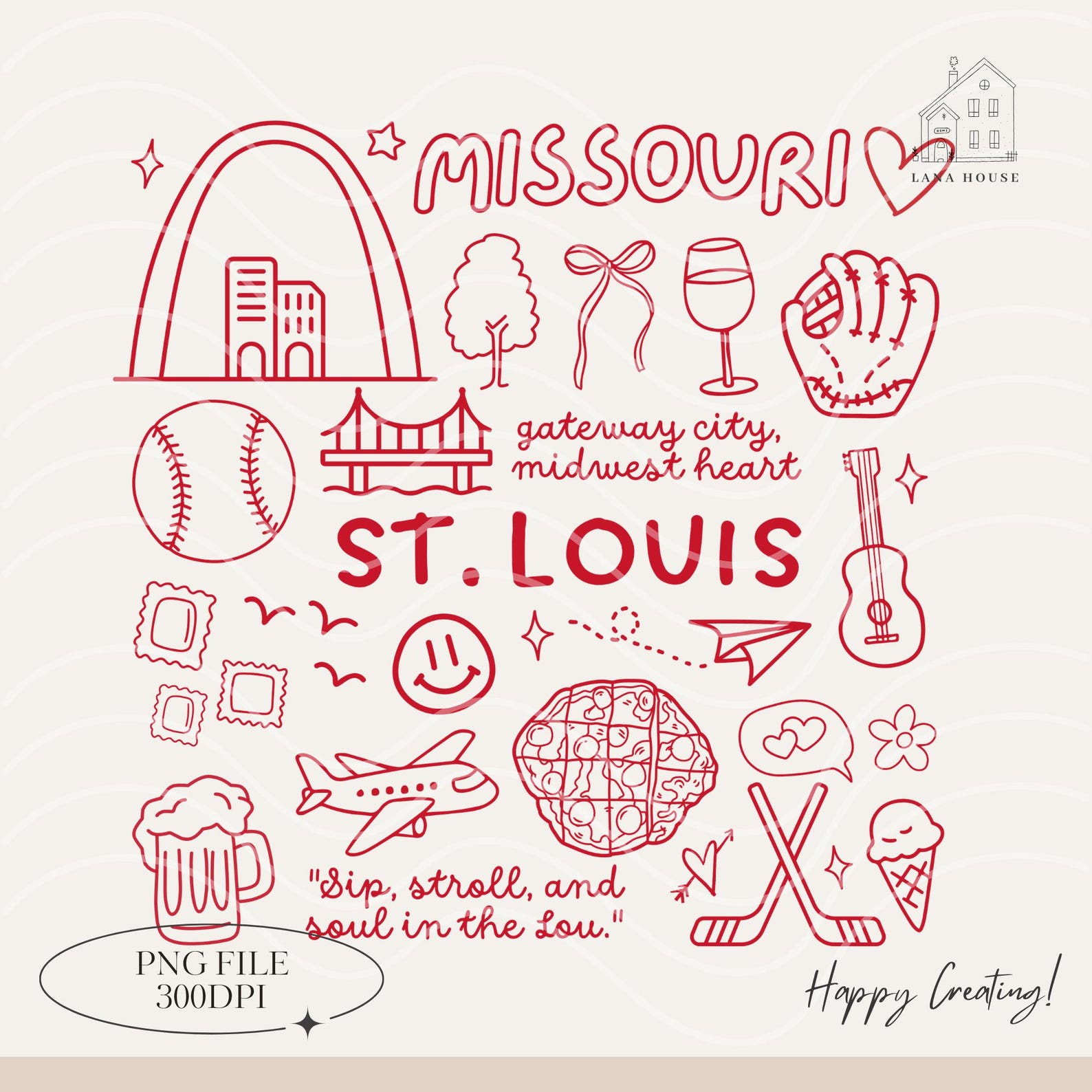 St. Louis Icons, Missouri Landmarks Png, I Love St. Louis Shirt Design ...