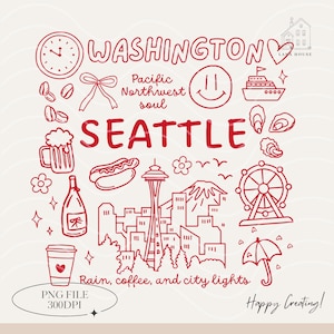 Seattle Icons, Washington Landmarks Png, PNG Files, I Love Seattle ...