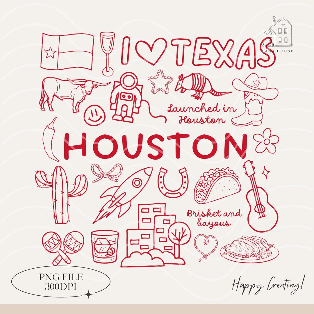 Houston Icons, Texas Landmarks Png, PNG Files, I Love Houston Shirt ...